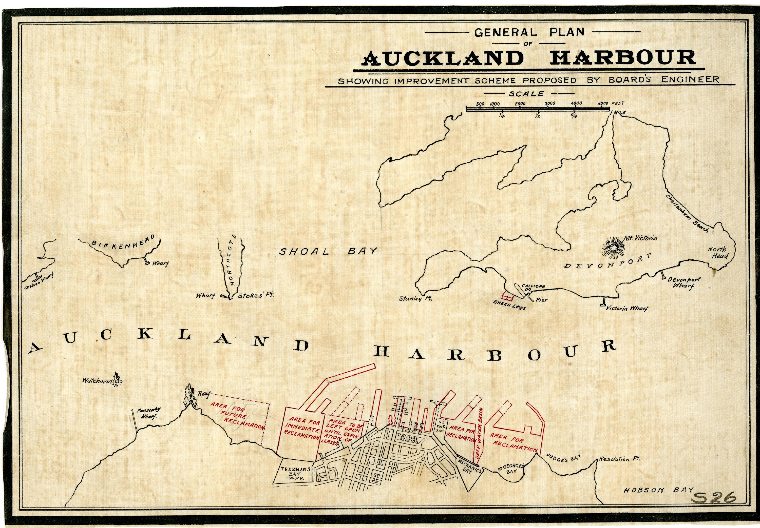 Plan: General Plan of Auckland Harbour showing improvement scheme ...