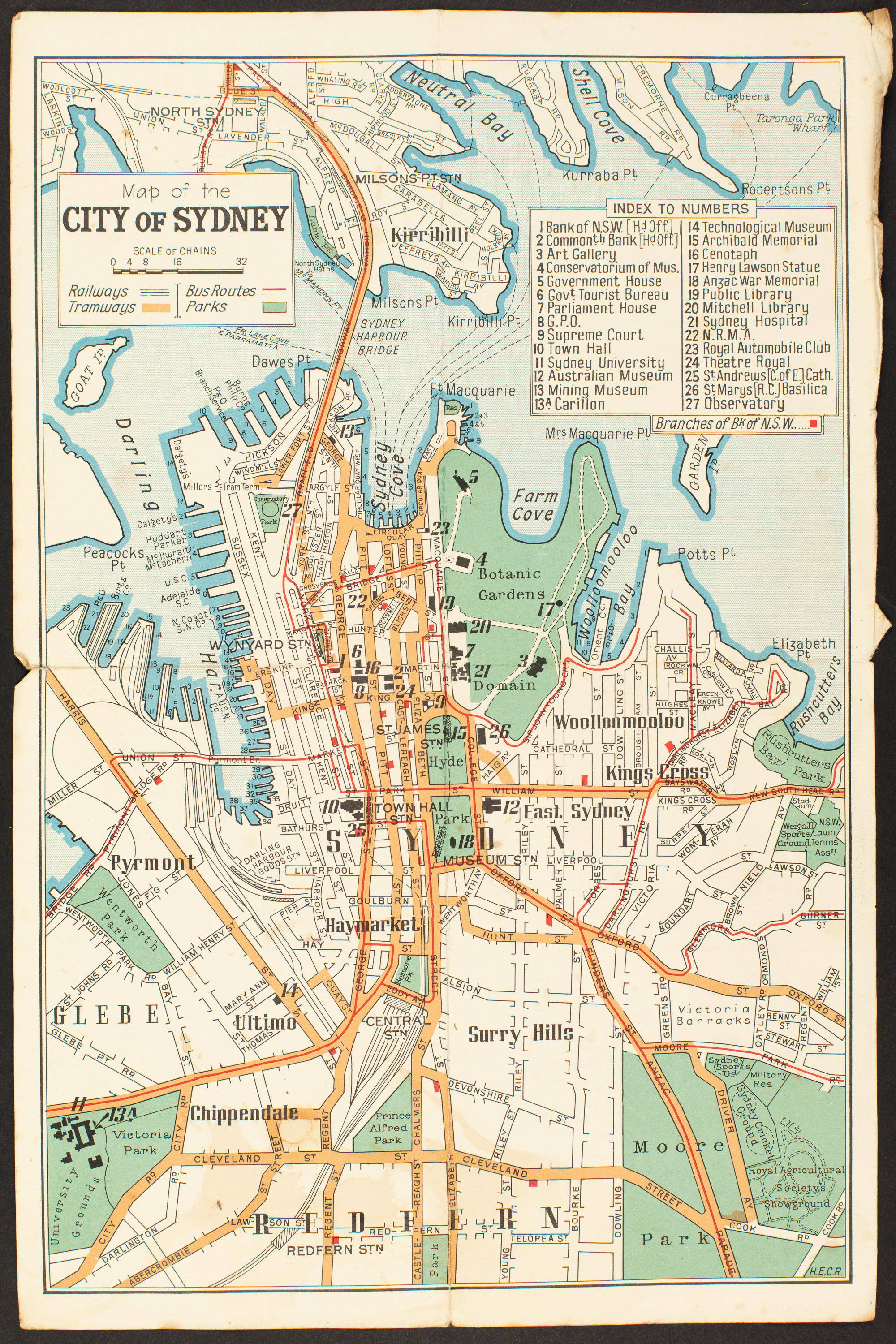 Map: City of Sydney with notes about berthage, buoys and signals - New ...