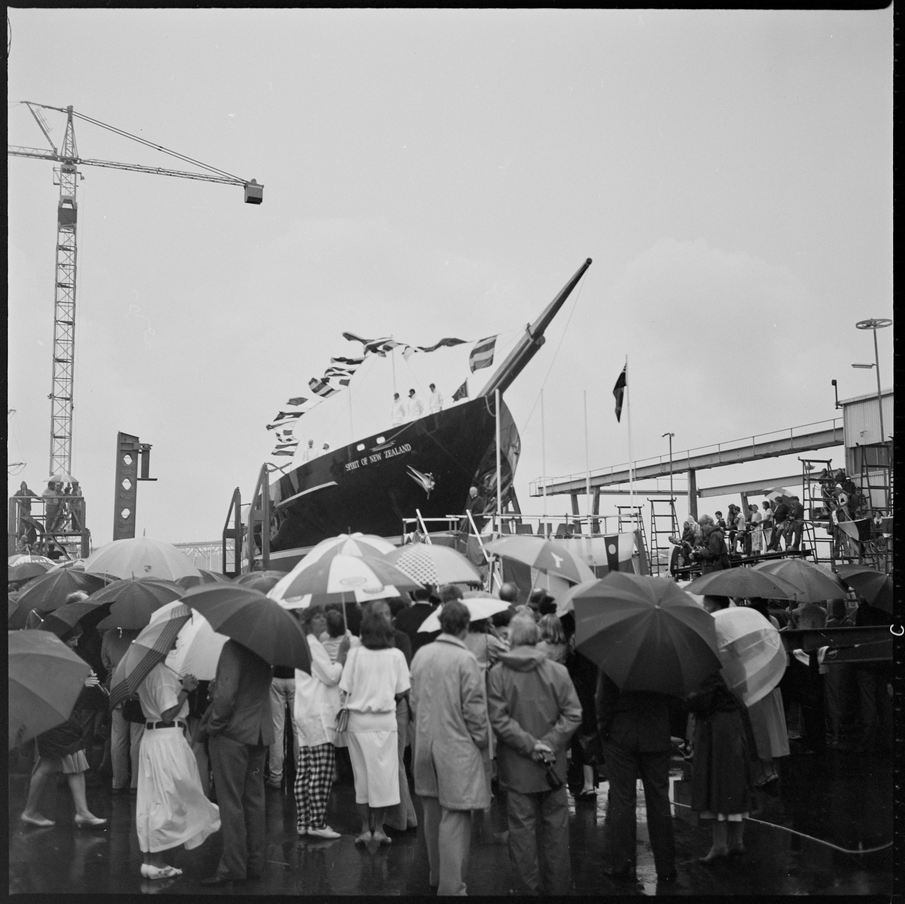 Negative: Launching of SPIRIT OF NEW ZEALAND (1986) - New Zealand ...
