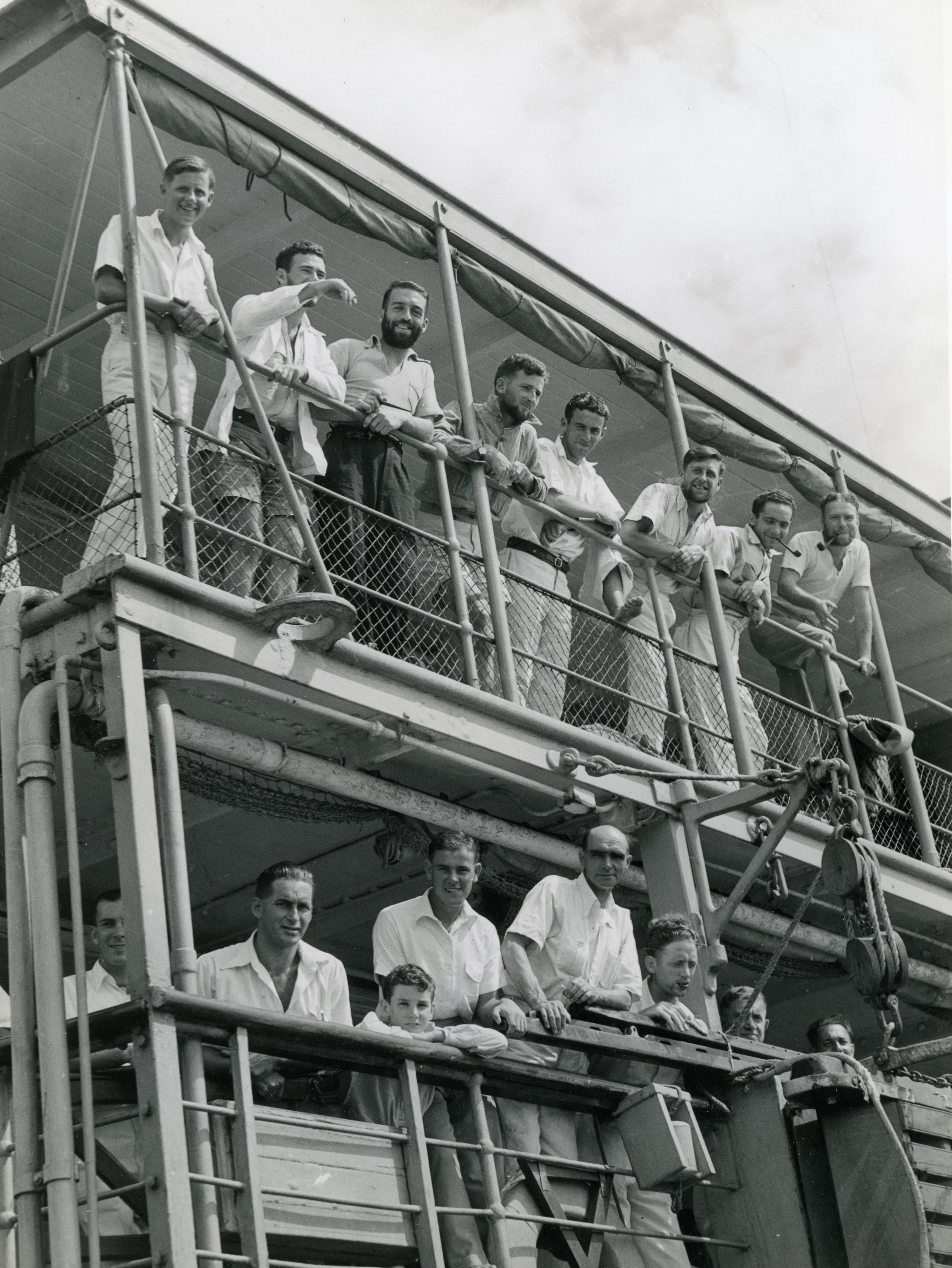 Photograph: Survivors from the sinking of RANGITANE on board SS NELLORE ...