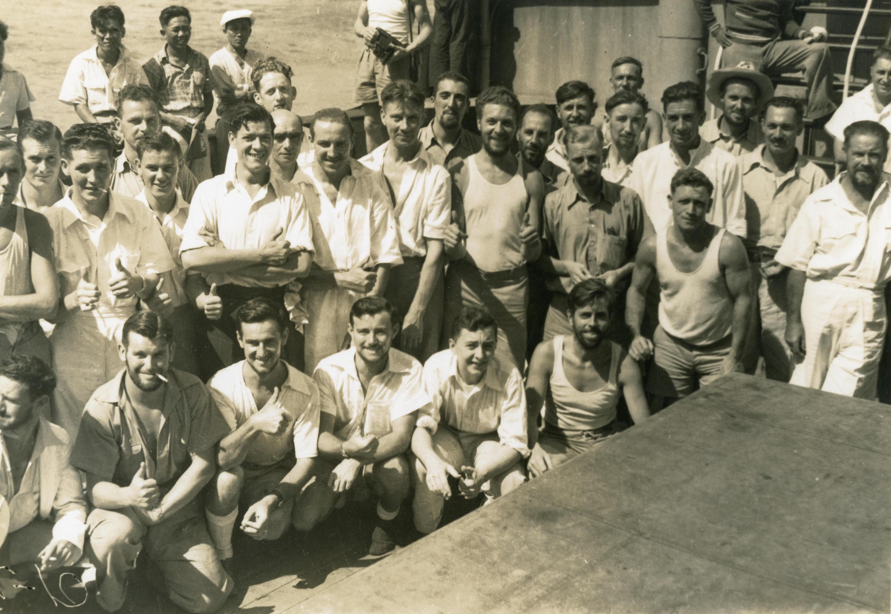 Photograph: Survivors from the sinking of RANGITANE on board SS NELLORE ...