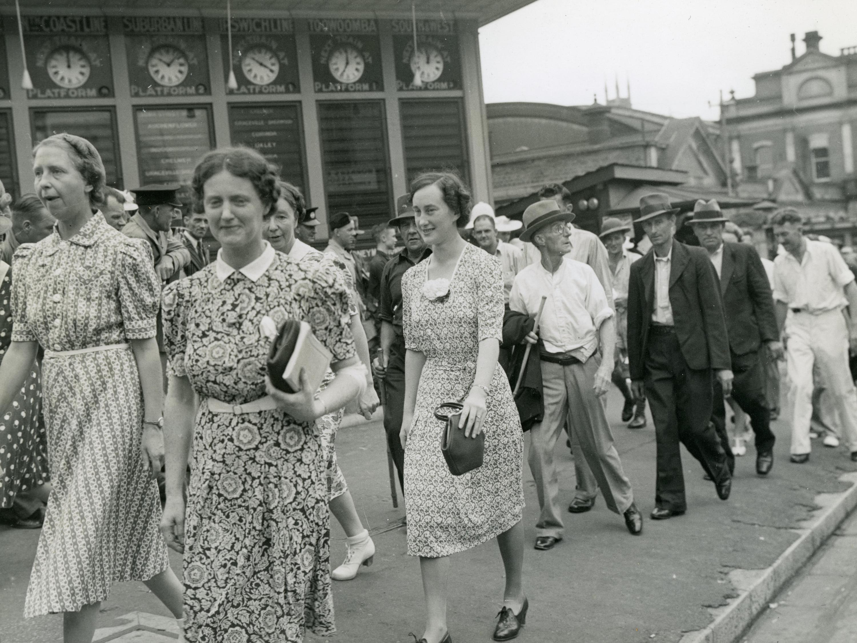 Photograph: Survivors from the sinking of RANGITANE arrive at Brisbane ...
