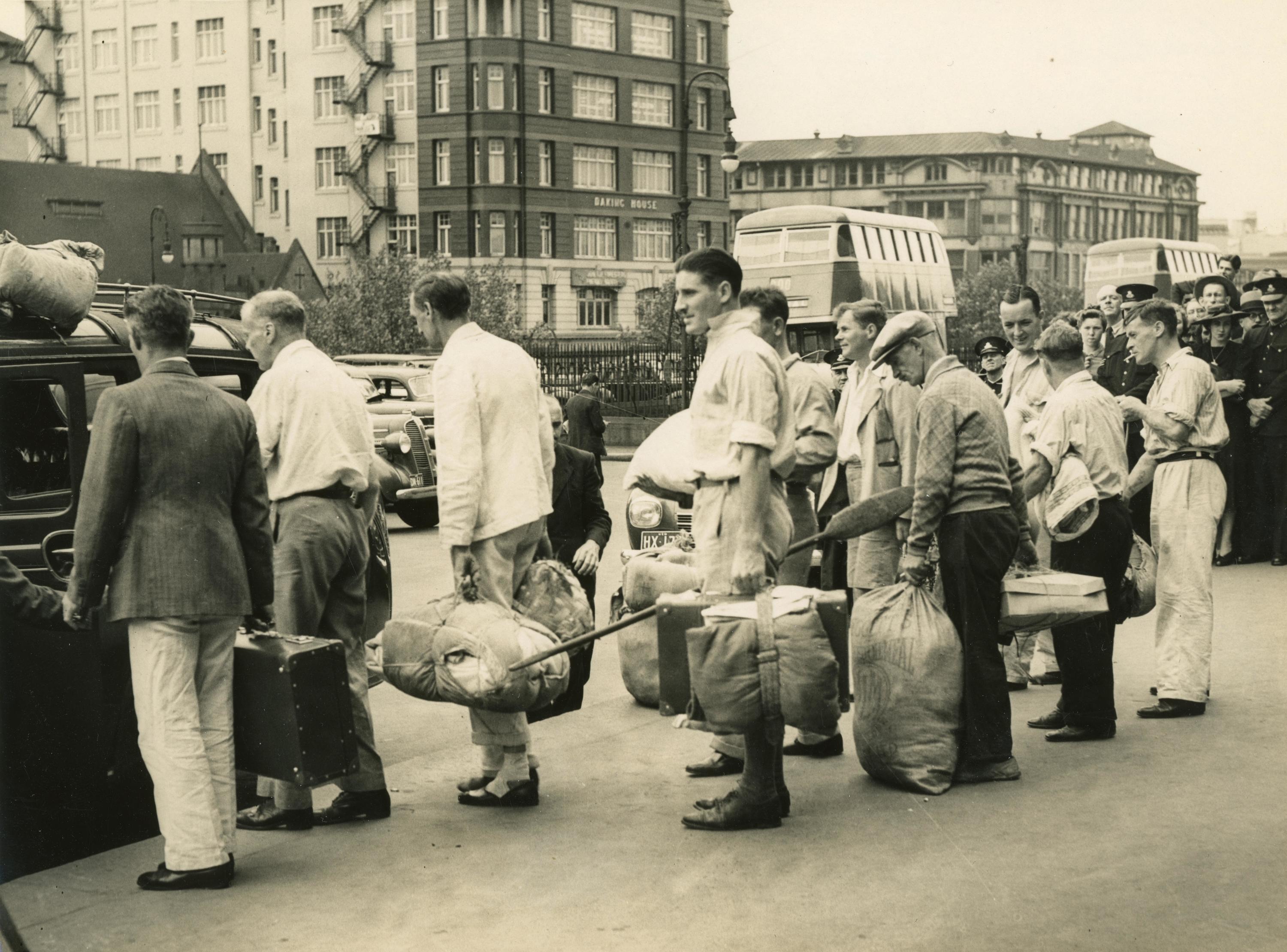 Photograph: Survivors from the sinking of RANGITANE outside Sydney ...
