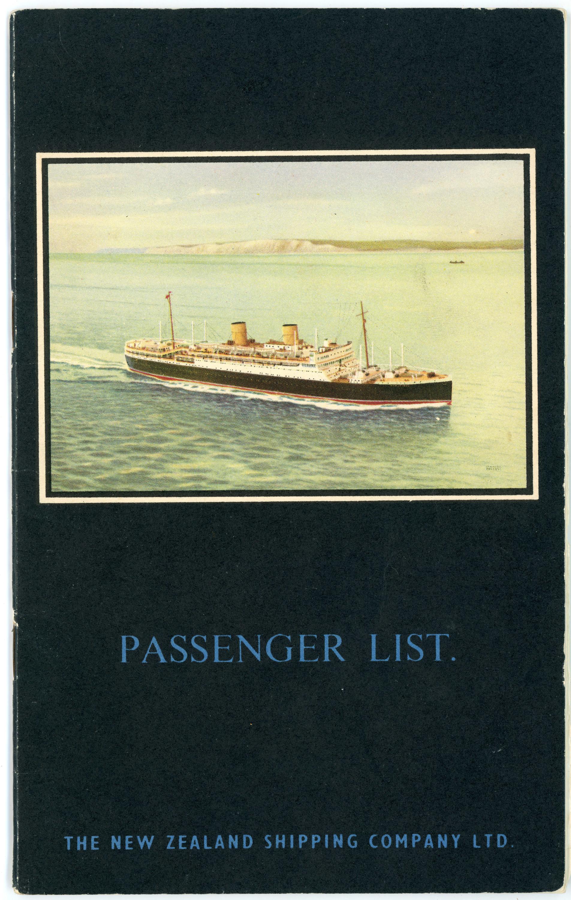 Passenger list: RMS RANGITIKI leaving London on 6th September, 1955 for ...
