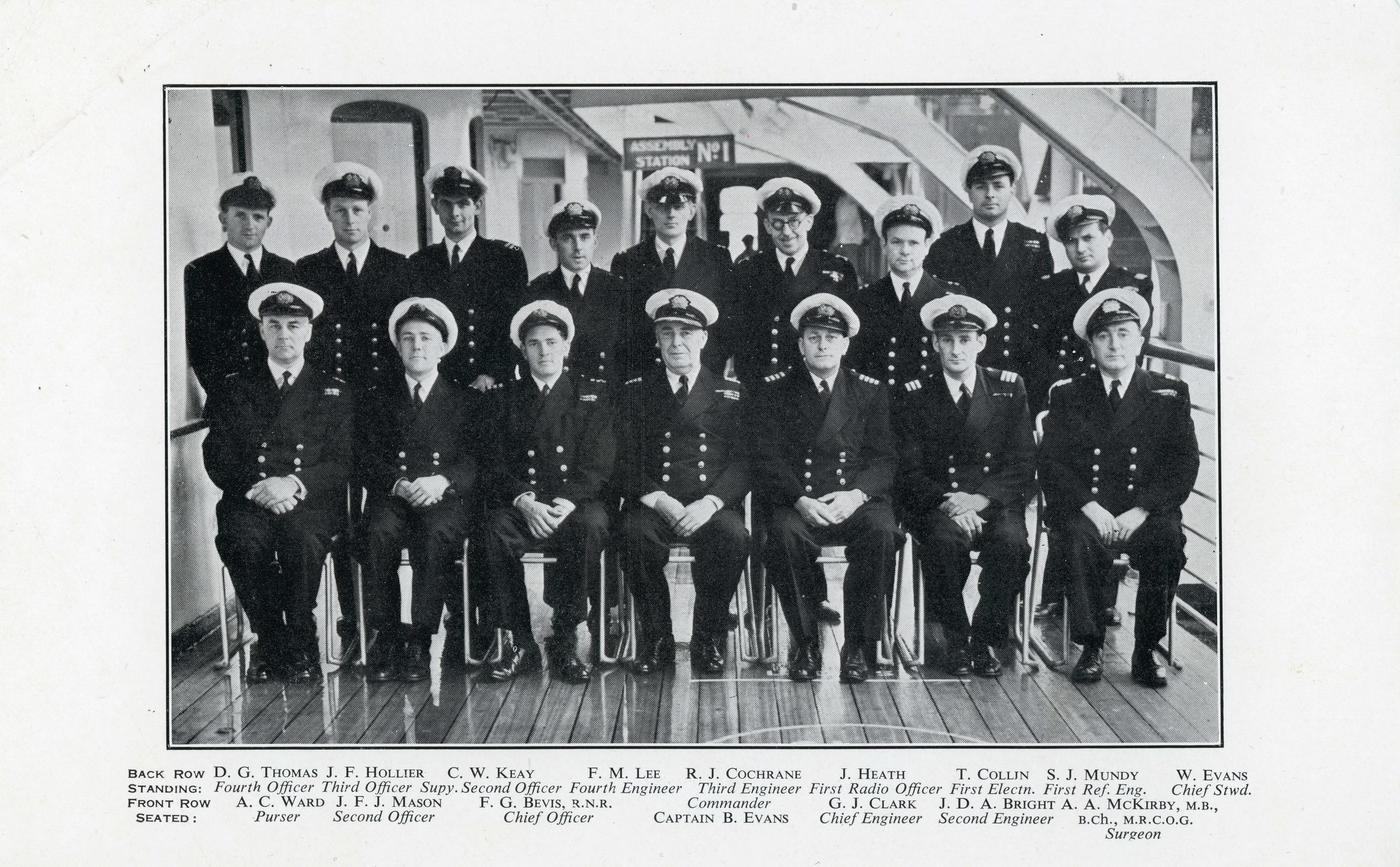 Photograph: Officers on deck, vessel unknown [MV RUAHINE] - New Zealand ...