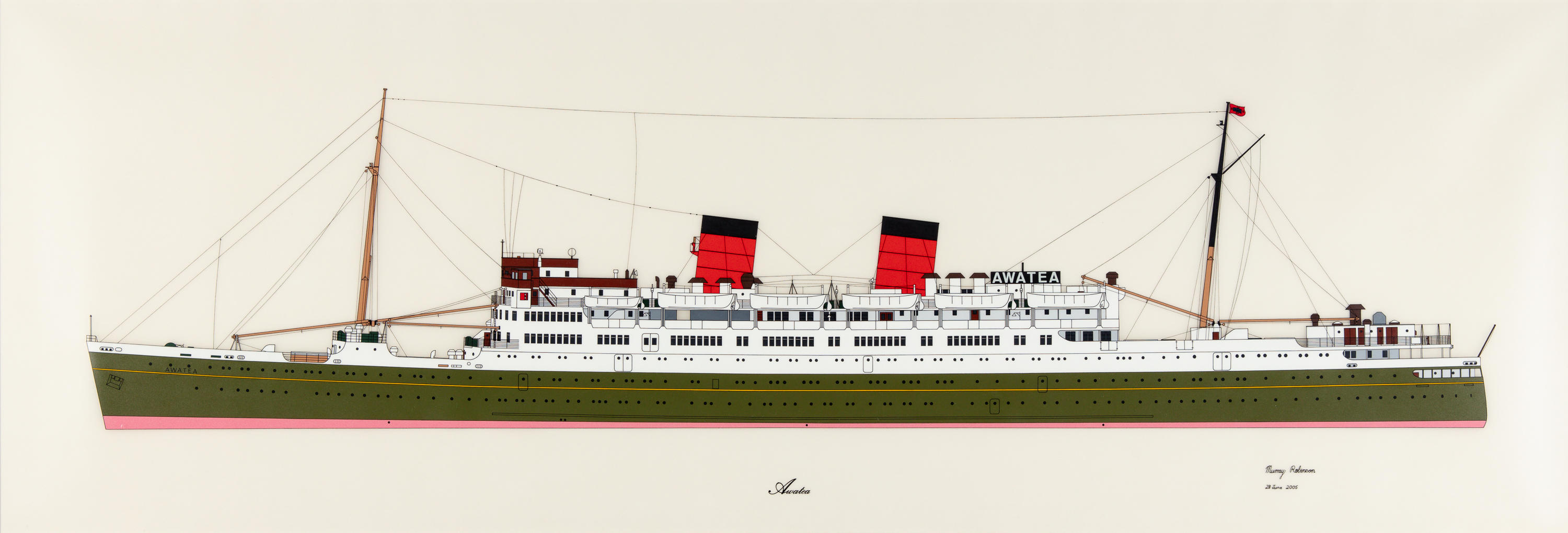 Drawing: MV AWATEA (1936) - New Zealand Maritime Museum