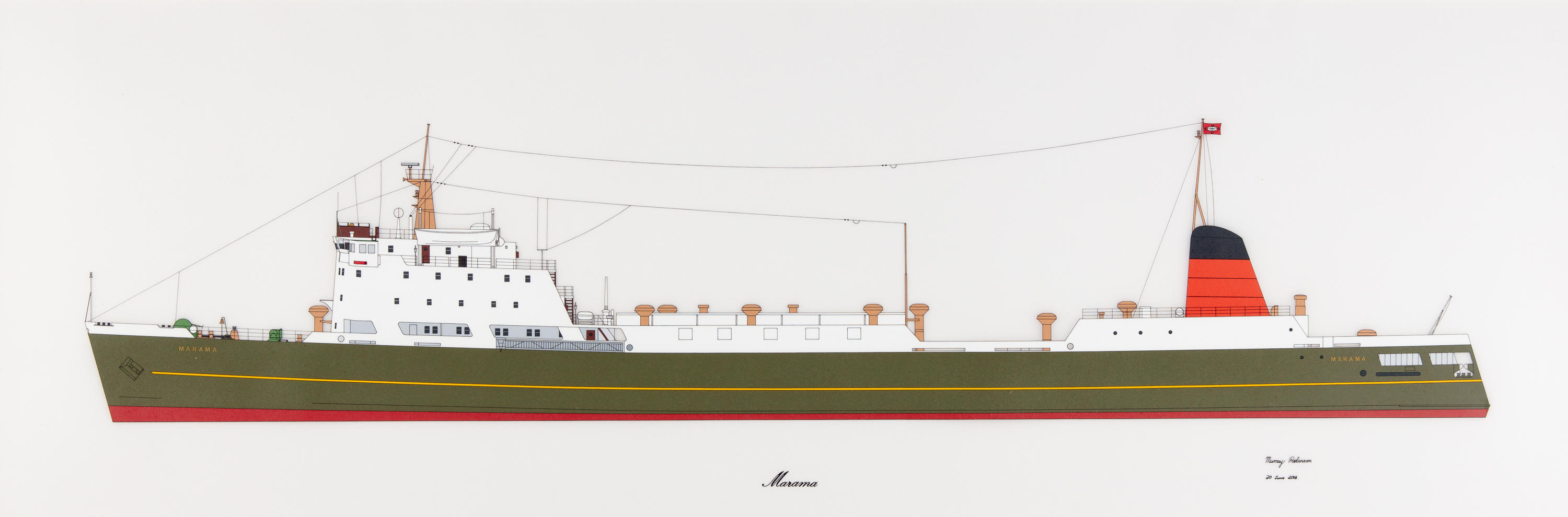 Drawing: MV MARAMA (1969) - New Zealand Maritime Museum