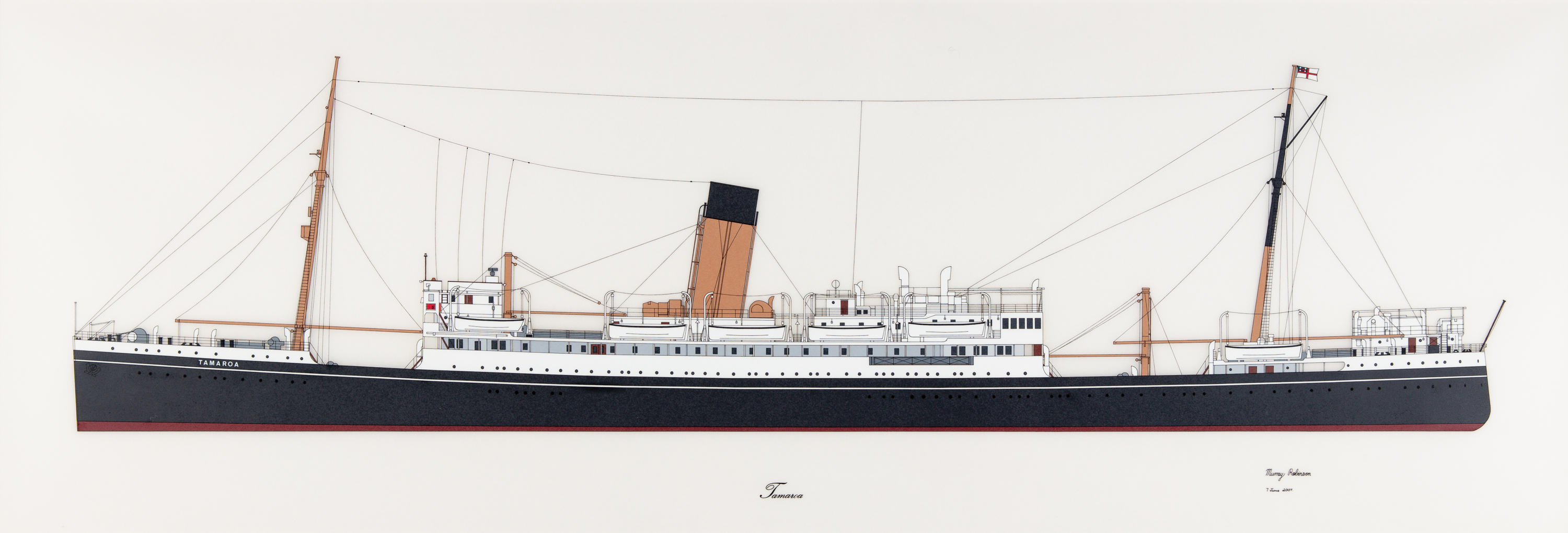 Drawing: SS TAMAROA (1922) - New Zealand Maritime Museum