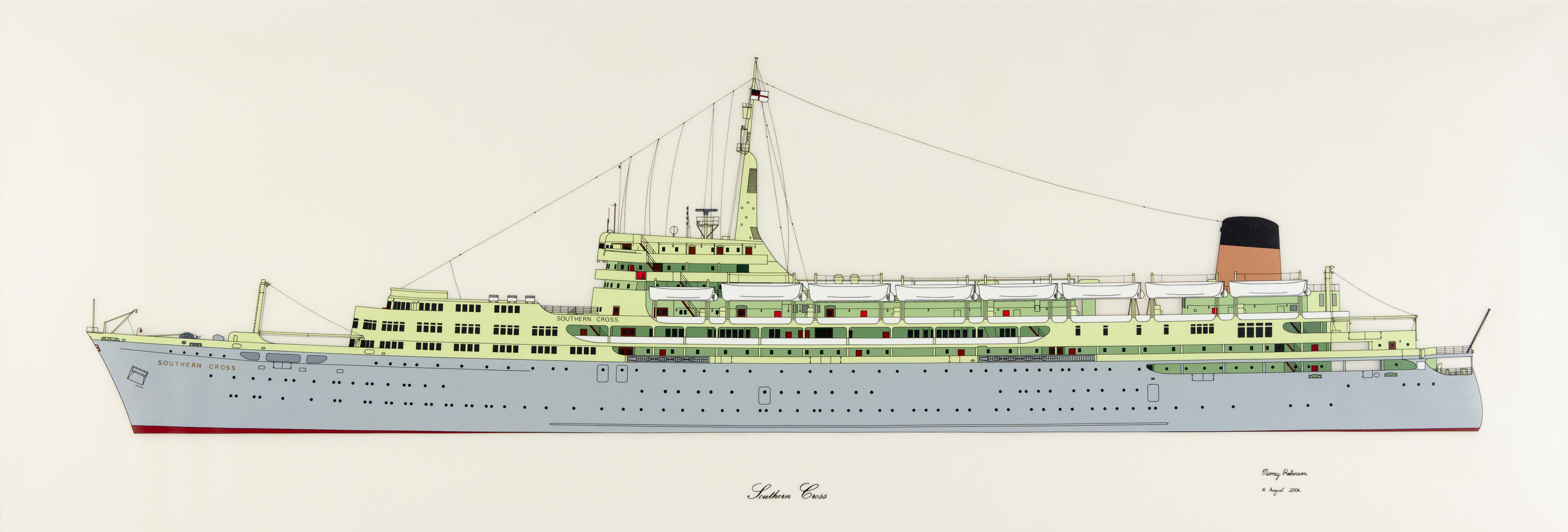 Drawing: MV SOUTHERN CROSS (1955) - New Zealand Maritime Museum