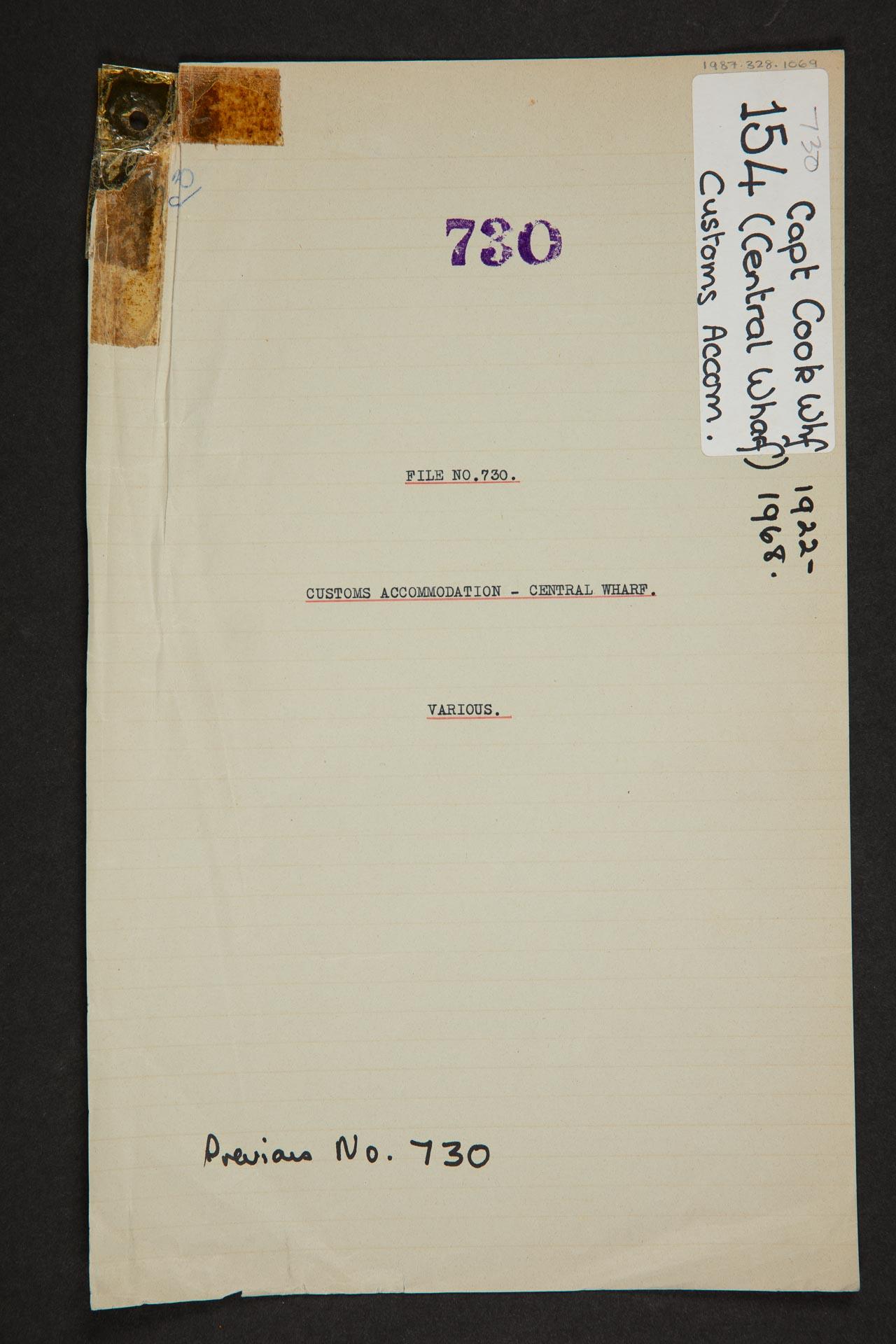 Folder: 149/154 - Captain Cook Wharf Customs Accommodation, 1922-1968 ...