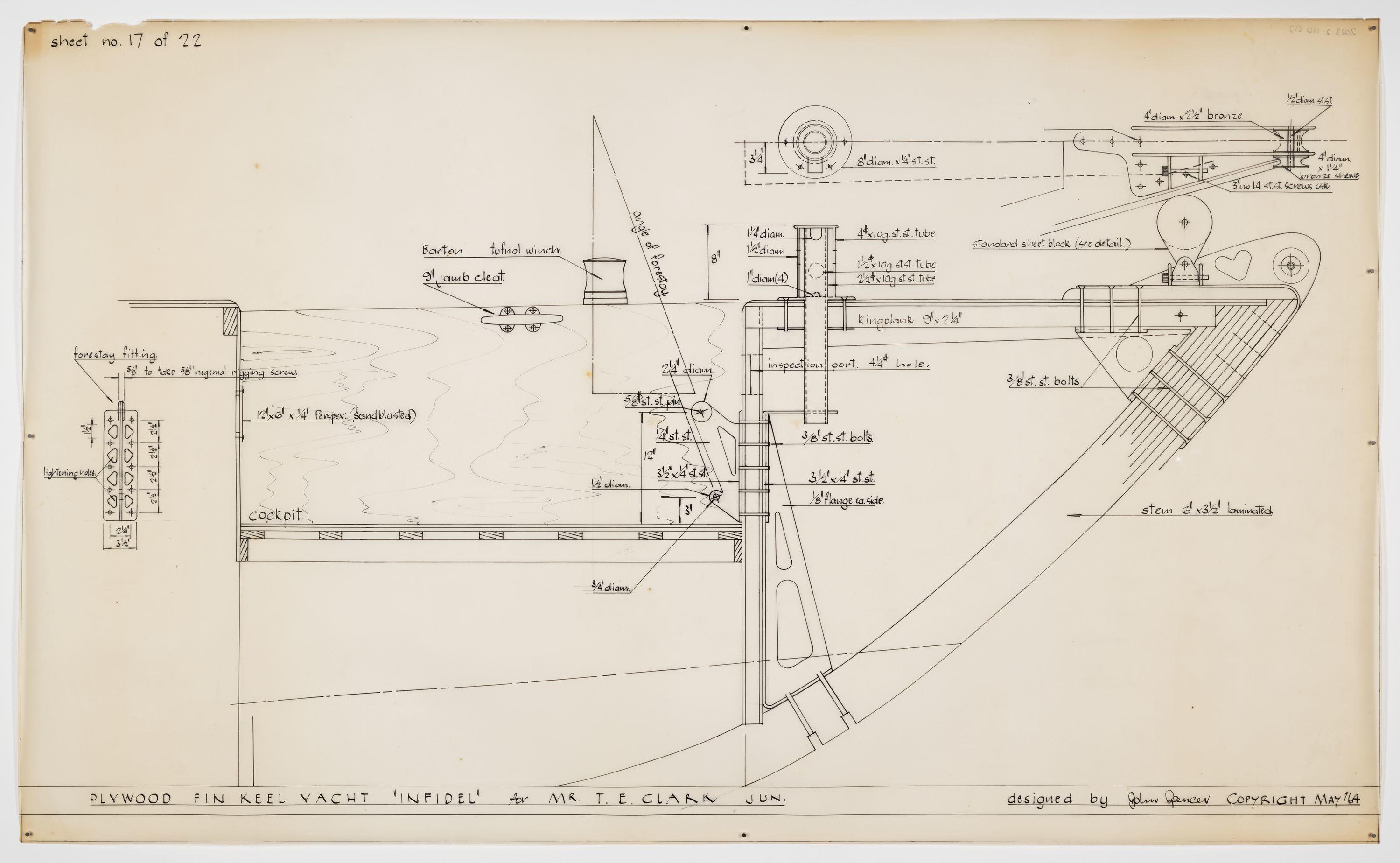 Plan: Plywood fin keel yacht "INFIDEL" for Mr T.E. Clark Jun. - New ...