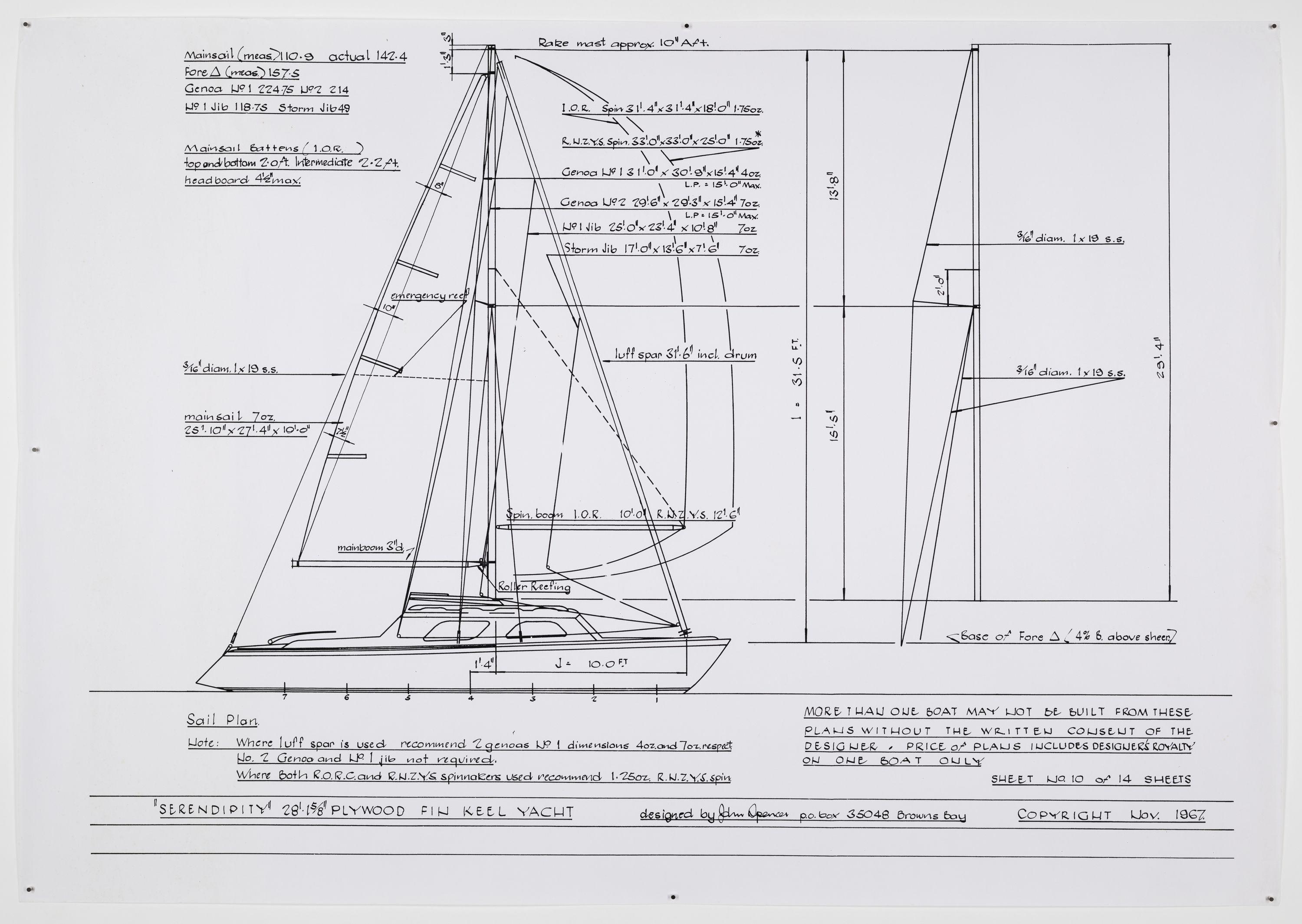 Plan: "SERENDIPITY" 28' 1 5/8" plywood fin keel yacht - New Zealand ...