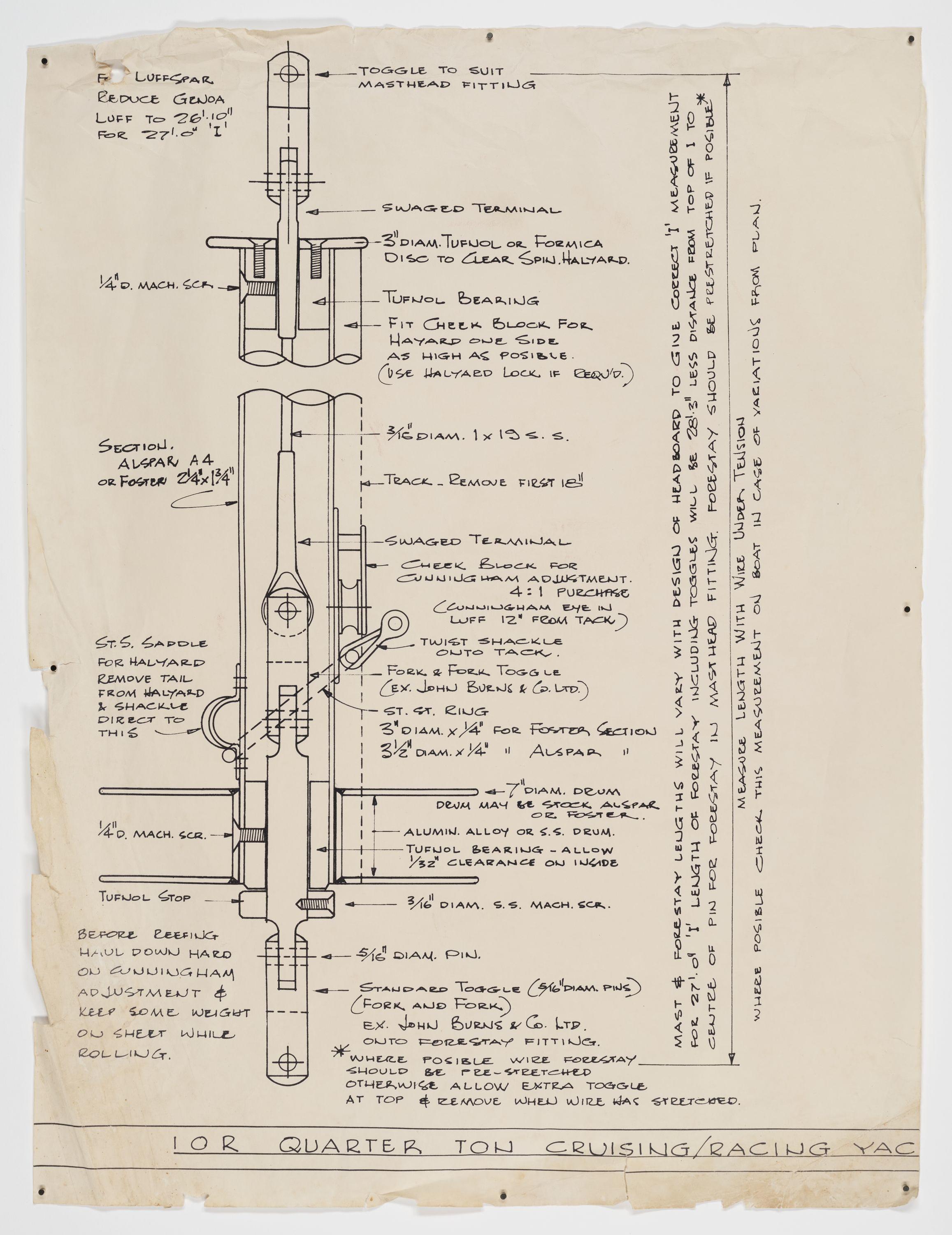 Plan: IOR Quarter ton cruising/racing yacht - New Zealand Maritime Museum