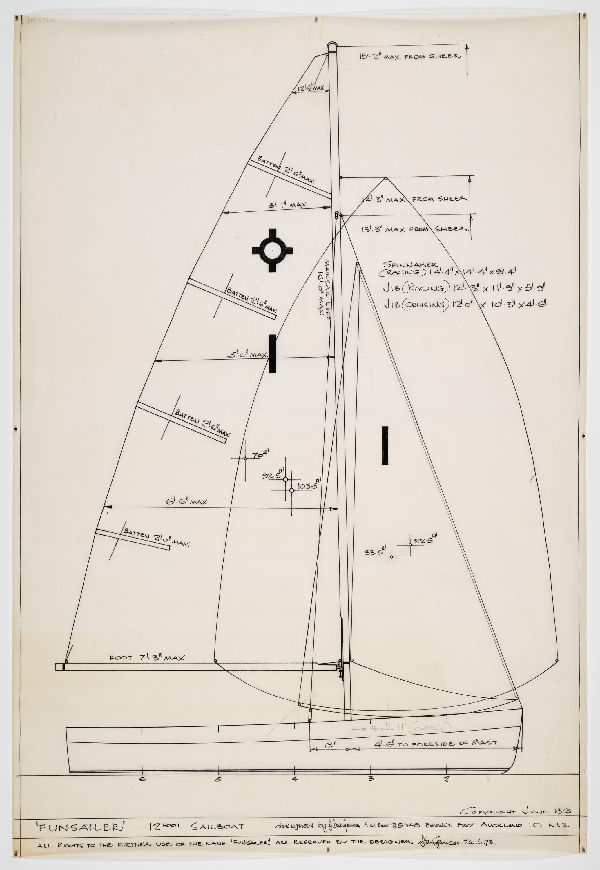 Plan: "FUNSAILER" 12 foot sailboat - New Zealand Maritime Museum