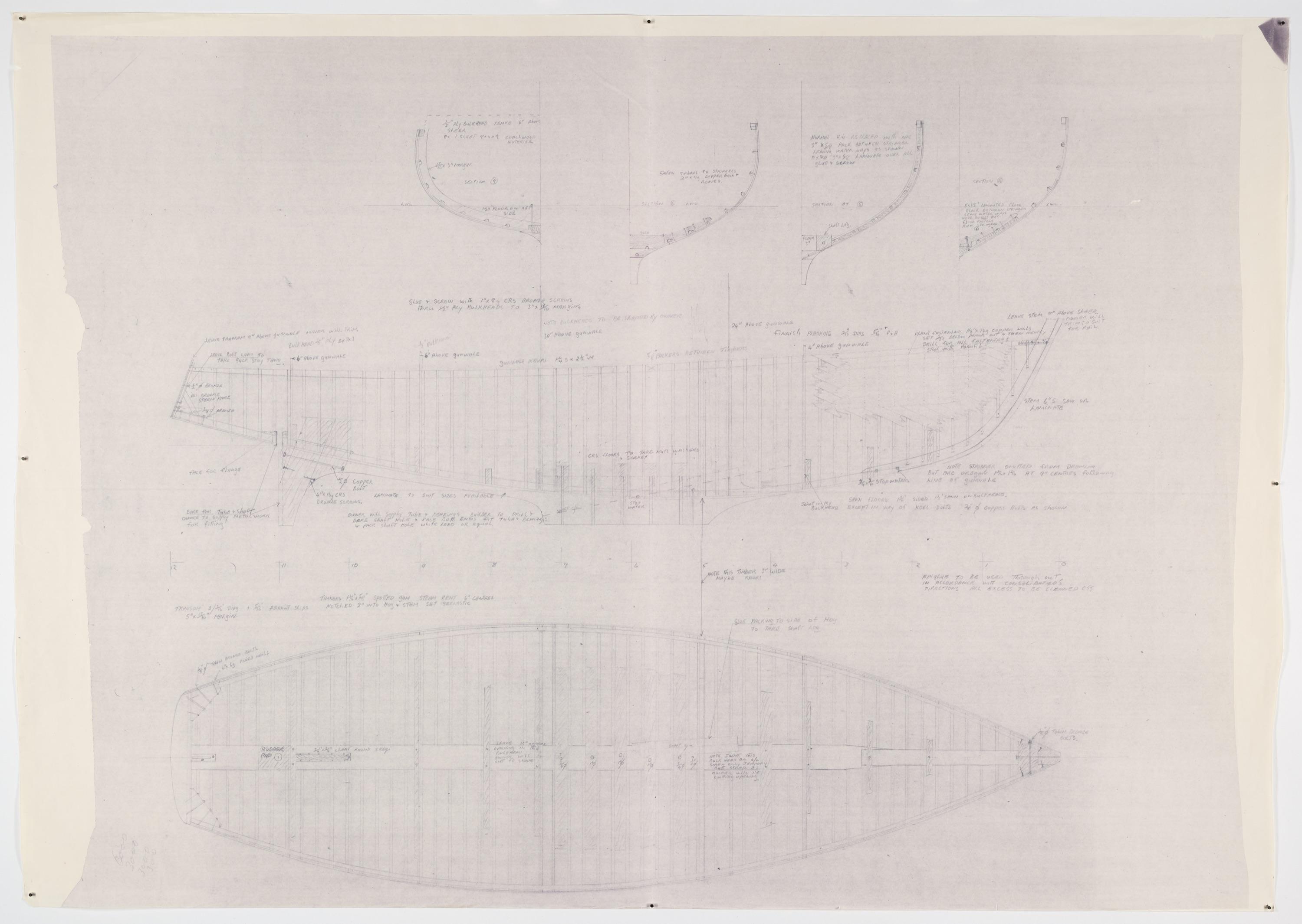 Plans: Scantlings for shallow draft keeler. - New Zealand Maritime Museum