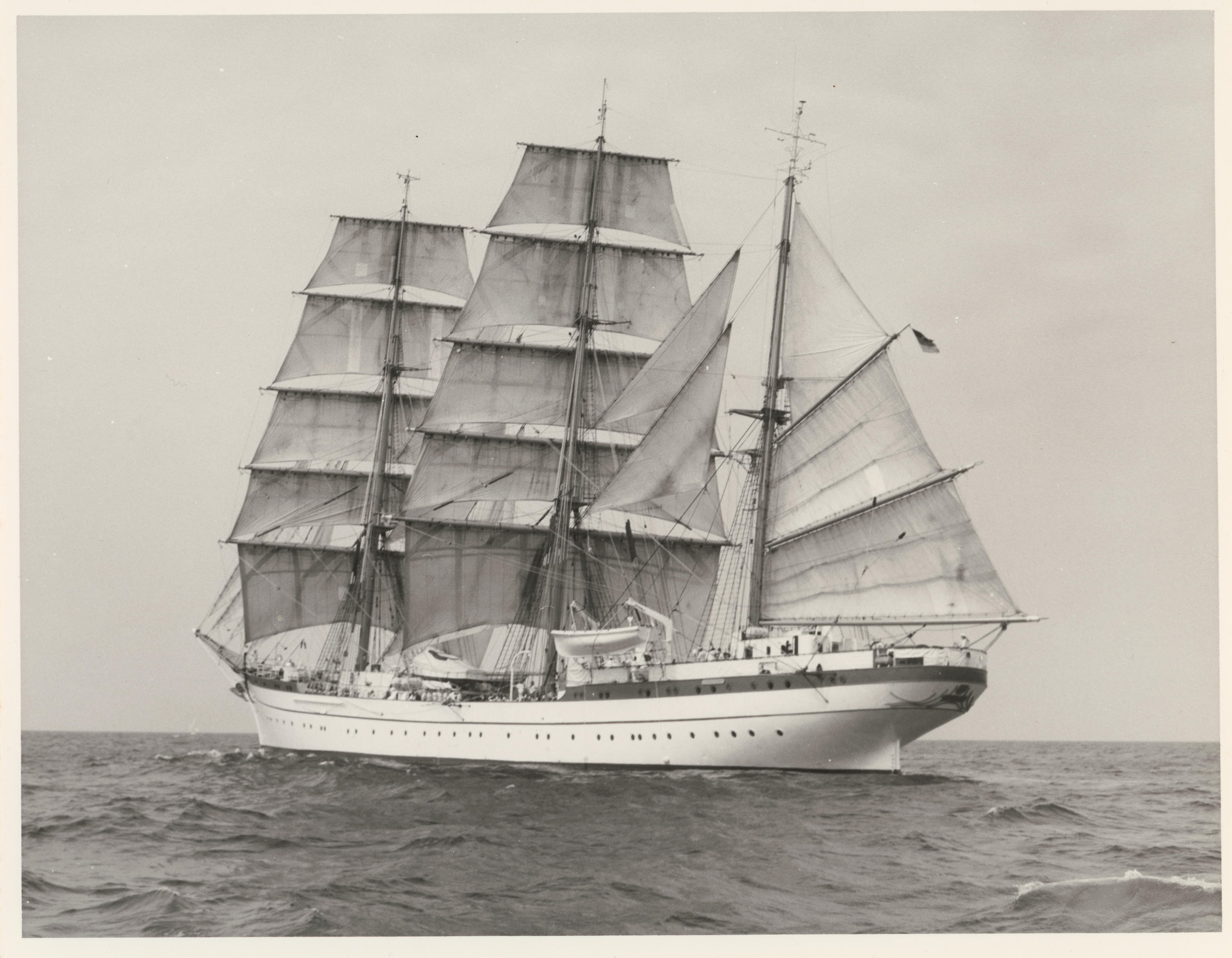 Photograph: GEORGE FOCH (1933), three-masted barque full sails at sea ...
